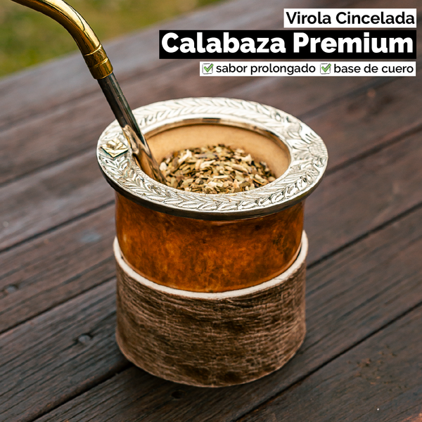 Mate Calabaza Criollo (con base) - Virola Alpaca Cincelada – Cushe Mates